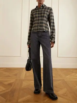 Our Legacy Envelop Checked Cotton And Wool-blend Shirt - Gray