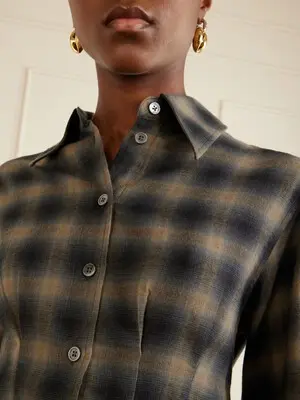Our Legacy Envelop Checked Cotton And Wool-blend Shirt - Gray