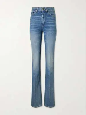 Saint Laurent New Clyde High-waisted Straight-leg Pants - Blue