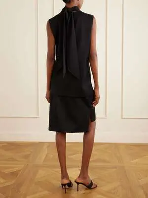 Brandon Maxwell The Noa Gathered Wool-twill Turtleneck Mini Dress