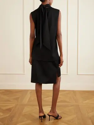 Brandon Maxwell Noa Gathered Wool-twill Turtleneck Mini Dress