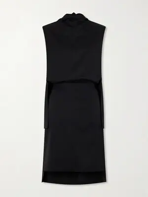 Brandon Maxwell Noa Gathered Wool-twill Turtleneck Mini Dress - Black
