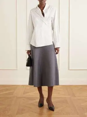 Brandon Maxwell The Miller Wool-felt Midi Skirt