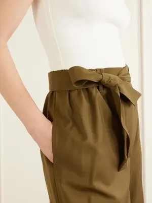 Max Mara Belted Wool Grain De Poudre Wide-leg Pants
