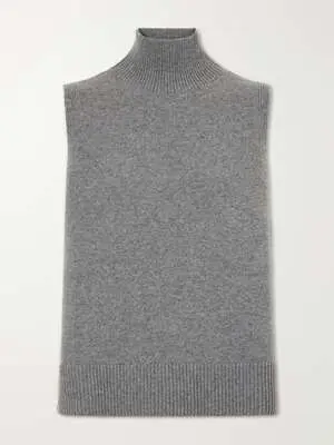Brandon Maxwell The Bruno Wool And Cashmere-blend Turtleneck Tank - Gray