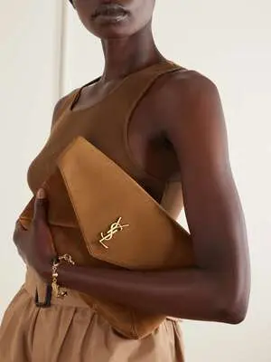 Saint Laurent Cassandre Suede Clutch