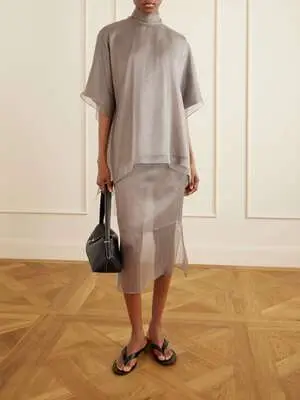 Brandon Maxwell The Brett Silk-organza Midi Skirt