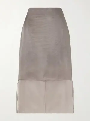 Brandon Maxwell The Brett Silk-organza Midi Skirt - Gray