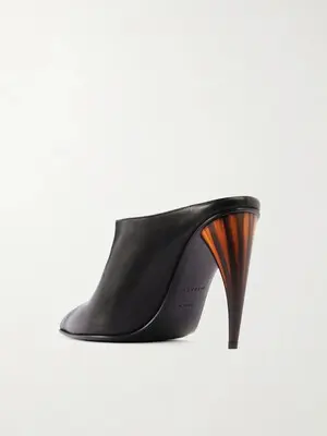 Alexander McQueen Leather Mules With Sculptural Tortoiseshell Heels - Black
