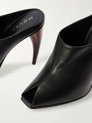 Alexander McQueen Leather Mules With Sculptural Tortoiseshell Heels - Black