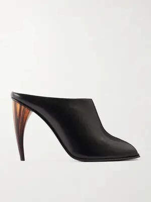 Alexander McQueen Leather Mules With Sculptural Tortoiseshell Heels - Black