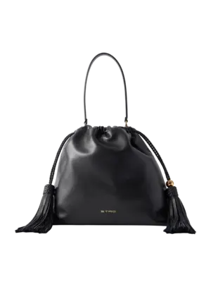 Etro Kalispera Tasseled Leather Shoulder Bag - Black