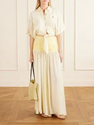 Rabanne Cotton And Crepe Maxi Skirt