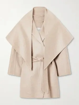 Max Mara Belted Scarf-detailed Cashmere Coat - Brown