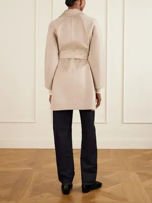 Max Mara Belted Scarf-detailed Cashmere Coat - Brown