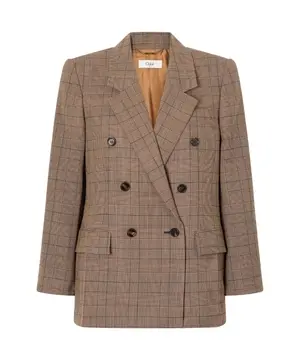 Chloé Double-breasted Checked Wool Blazer - Brown
