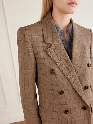 Chloé Double-breasted Checked Wool Blazer