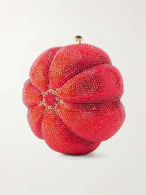 Judith Leiber Tomato Crystal-embellished Gold-tone Clutch