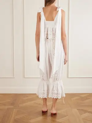 Chloé Cropped Bow-detailed Broderie Anglaise Cotton Top - White