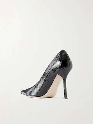 CHRISTEN Helix 95 Croc-effect Patent Leather Pumps