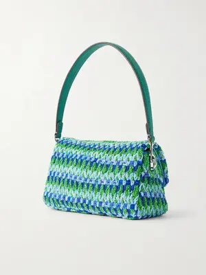 Tory Burch Charlie Embellished Crocheted Shoulder Bag