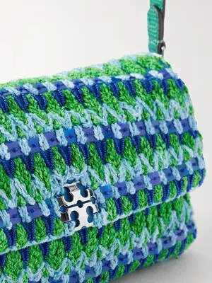 Tory Burch Charlie Embellished Crocheted Shoulder Bag