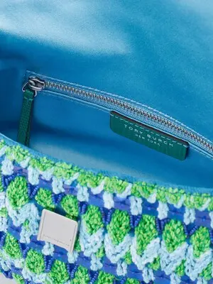 Tory Burch Charlie Embellished Crocheted Shoulder Bag