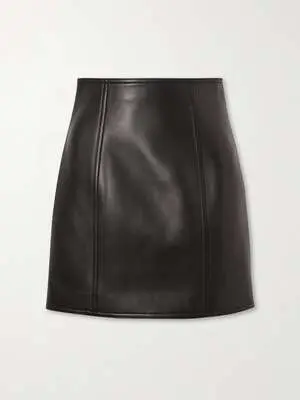 Balmain Paneled Leather Mini Skirt - Black