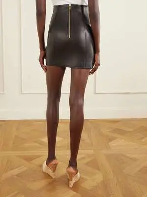 Balmain Paneled Leather Mini Skirt