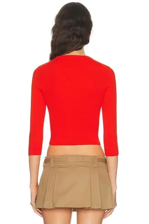 Miu Miu Cotton Ribbed Knit Cropped Top