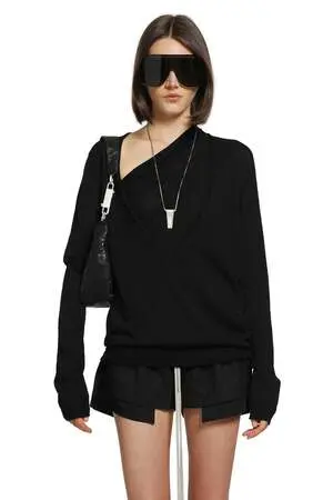 Rick Owens Tower Extreme V-neck Sweater - Black