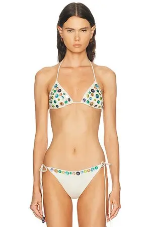 SIEDRES Juniper Embellished Bikini Top - Ecru