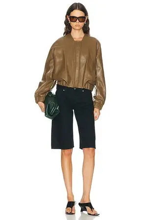 Khaite Cordan Leather Jacket - Dark Olive