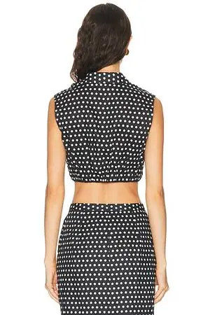 FRAME Polka Dot Sleeveless Blouse - Black Multi