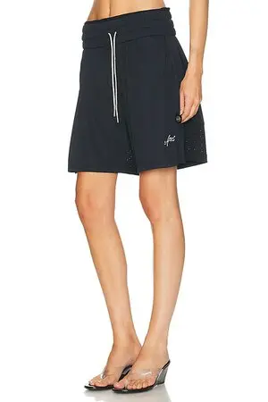 AREA Sporty Basketball Short With Rhinestone Embellished Drawstring