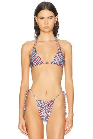 Bond Eye Triangle Bikini Top - Blue Zebra & Ruby Bare