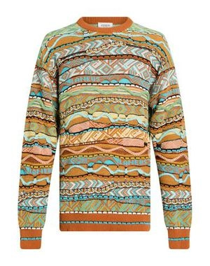 LANEUS Multicolor Patterned Crewneck Sweater - Beige