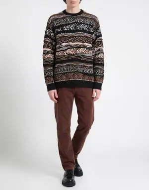 LANEUS Multicolor Patterned Knit Sweater - Black