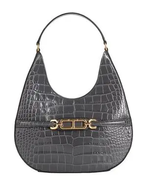 TOM FORD Calfskin Croc-effect Hobo Bag - Grey