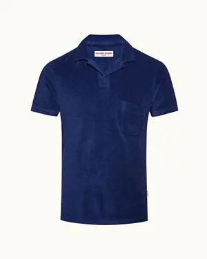 Orlebar Brown Wash Tailored Fit Towelling Polo Shirt - Blue