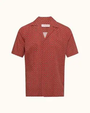 Orlebar Brown Relaxed Fit Short Sleeve Resort Shirt In Summer - Red