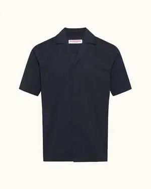 Orlebar Brown Relaxed Fit Hort Leeve Eerucker Reort Hirt In Night Iri - Blue
