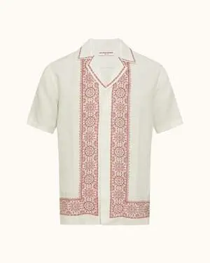 Orlebar Brown Relaxed Fit Capri Collar Alchemy Print Hirt - Dark Ruby