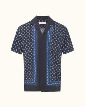Orlebar Brown Relaxed Fit Short Sleeve Resort Shirt In Night Iris - Blue