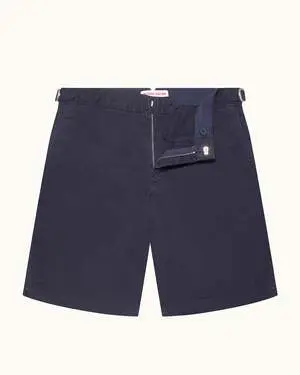 Orlebar Brown Longer-length Stretch Linen Shorts In Dark Navy - Blue