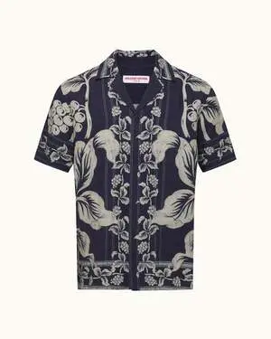 Orlebar Brown Relaxed Fit Short Sleeve Resort Shirt In Night Iris - Blue