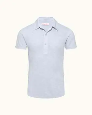 Orlebar Brown Tailored Fit Linen Polo Shirt - Surfside Blue