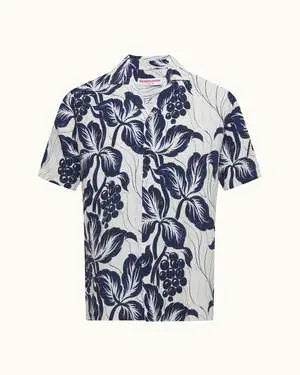 Orlebar Brown Relaxed Fit Short Sleeve Resort Shirt In Night Iris - Blue