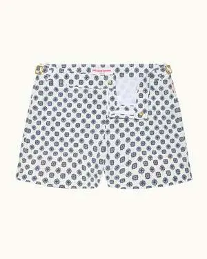 Orlebar Brown Shorter Length Swim Shorts In Luminis Print - White