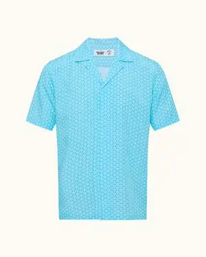 Orlebar Brown Automobili Lamborghini Relaxed Fit Capri Collar Linen Shirt - Synth Blue
